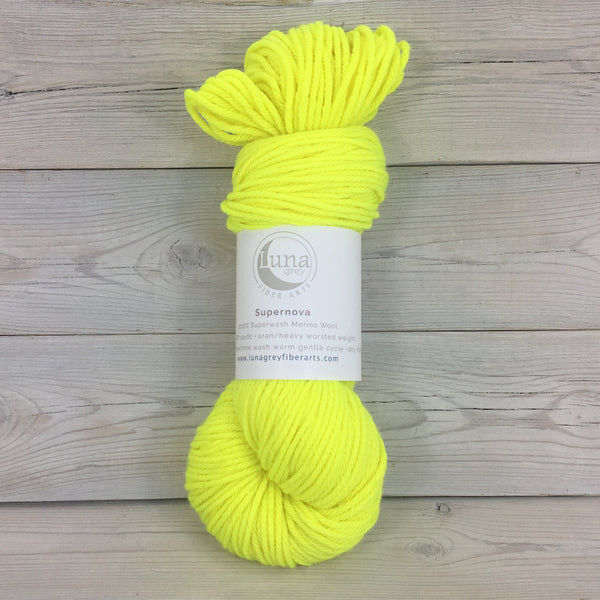 Supernova Yarn | Colorway: Neon Yellow - Luna Grey Fiber Arts